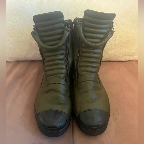 Marcella NYC | Shoes | Marcella Army Green Double Zip Leather Boots Sz ...